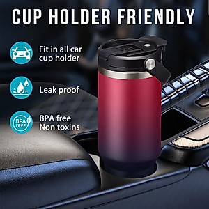 RRYFOUR 40 oz Tumbler with Flip Lid and Straw - Cold 36H Hot 12H, Stainless Steel Coffee Tumbler Travel Cups with 2-in-1 Lid, Leak Proof Insulated Mug Water Bottle Fits in Car Cup Holder