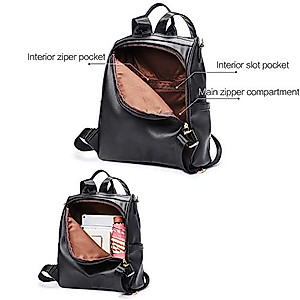 Womens Backpacks Purse Fashion PU Leather Anti-theft Large Travel Bag Ladies Shoulder School Bags black