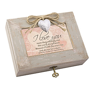 Cottage Garden I Love You More Than Anything Natural Taupe Jewelry Music Box Plays How Great Thou Art