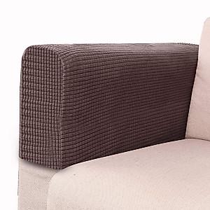 BESPORTBLE Chair Arm Protectors Sofa Armrest Cover Stretch Armchair Slipcover Protector Elastic Home Office Recliner Couch Cloth 2pcs (Dark Coffee)