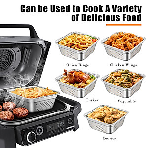 GRILL FORCE Grill Stand + Crisping Basket Set for Ninja Woodfire Grill,Collapsible Outdoor Grill Cart 304 Stainless Steel Crisper Tray Fit for Ninja Woodfire Outdoor Grill (Ninja OG701)