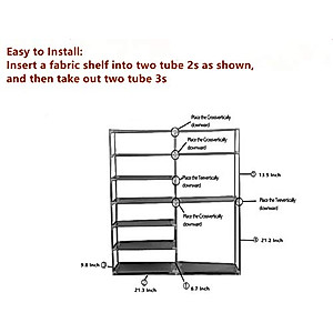 Amoriel Double Rows 9 Lattices Combination Shoe Rack Boot Shoe Storage Cabinet with Dust-Proof Non-Woven Fabric Cover - Brown