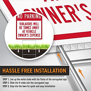 SmartSign 12" x 18" (2-Pack) Private Property No Parking Violators Towed Yard Sign with 15" Metal H-Stake, Double Sided, Large 160 mil Thick Corrugated Plastic Lawn Signs, Water Resistant, USA-Made