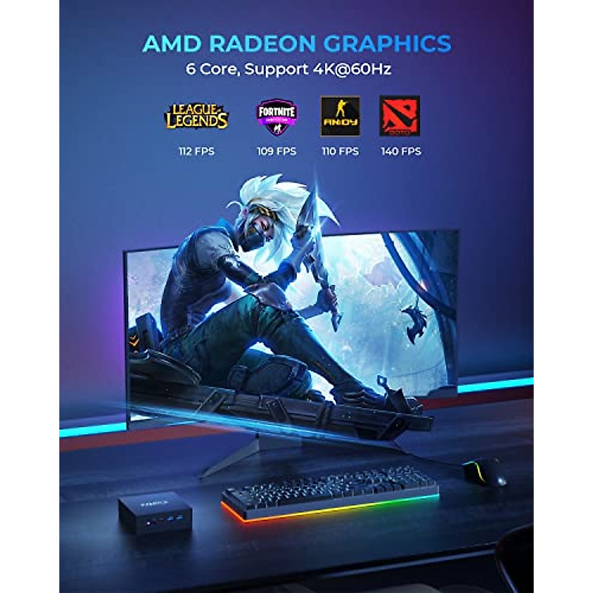 KAMRUI Mini PC,AMD Ryzen 5 5500U (6C/12T, up to 4.0 GHz), Mini Computer Tower with Dual Channel 16GB DDR4 512GB SSD,Small Desktop Computers 4K Triple Display,BT4.2/WiFi 5/Dual LAN