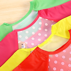 EchoDone 6 Packs Waterproof Children's Art Smock Kids Painting Aprons Long Sleeve Smock for Eating 1-4 Years