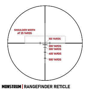 Monstrum 3-9x32 AO Rifle Scope with Illuminated Range Finder Reticle and Parallax Adjustment | ZR255 H-Series Offset Scope Mount | Monstrum Flip Up Lens Cover Set | Bundle