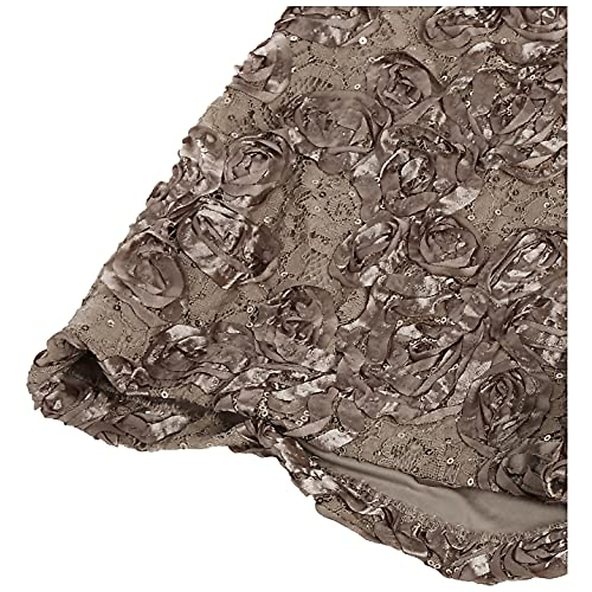 Alex Evenings Women's Long Rosette Lace Cap Sleeve Gown, Champagne, 14