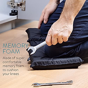 Navaris Memory Foam Kneeling Pad - Adjustable Width 17.7" to 31.5" Wide - Knee Pads for Gardening, Yoga, Prayer - 1.77" Thick Garden Cushion Kneeler