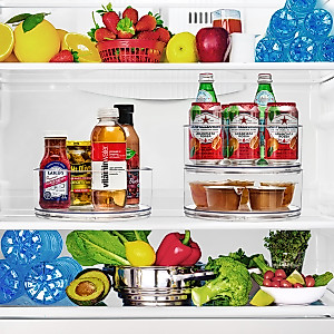 Clear Lazy Susan Organizer - 2 Pack Round Plastic Rotating Turntable Organizers - Refrigerator Lazy Susans Great For Spice Spinner, Condiments & Kitchen Pantry Fridge, Bathroom Cabinets