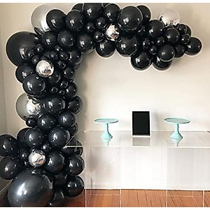 100PCS Black Balloons, 12 Inches Latex Party Balloons Matte Black Balloons, Black Balloon Garland for Birthday Party Decorations, Wedding, Graduation, Baby Shower, New Year Decor
