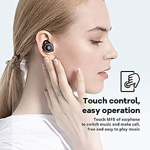 Nillkin TWS Headphones True Wireless Earbuds, TW004 Earphones Noise Cancelling with Wireless Charging Case 65H Playback with Mic for iPhone Android Laptop Sports, Black