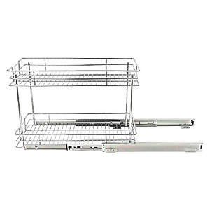 Gagalayong Under Sink Organizers and Storage, Pull Out Cabinet Organizer, 2-Tier Slide Out Kitchen Basket Sink Shelf Cabinet Organizers Adjustable L Shape Counter Organizers (10.5" W X 21.5" D)