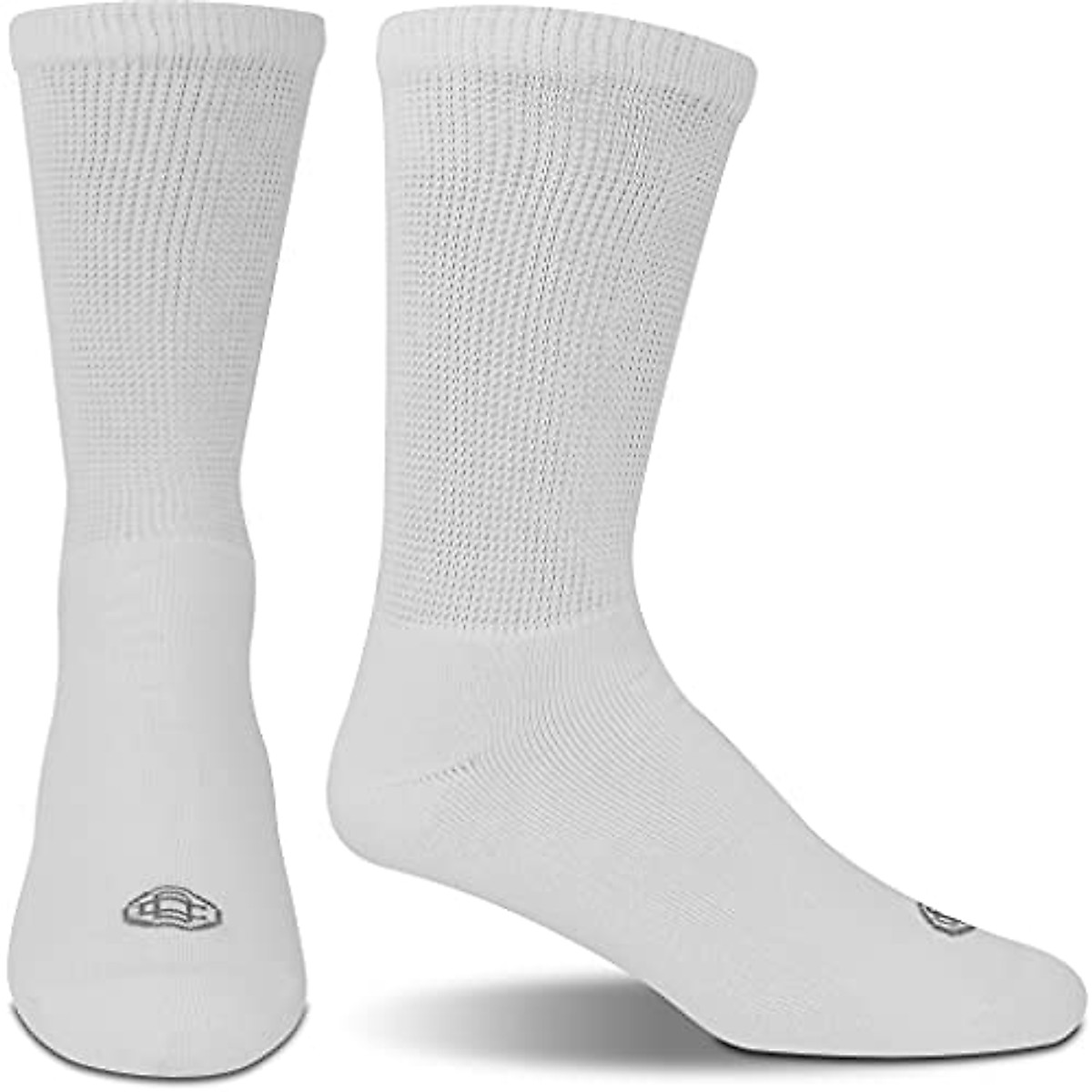 Doctor's Choice Diabetic Socks for Men, Seamless Crew Socks with Non-Binding Top, Provides Extra Comfort for Gout, 4-Pairs, White, Large, Size 10-13