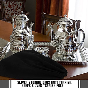 Riakrum 12 Pcs Silver Storage Bags, 18 x 18 Inch Anti-Tarnish Cloth Bag Jewelry Storage Bags Silverware Bags Fabric Cloth Bags for Silver Jewelry Silverware Protection Flatware Silver Plate (Black)