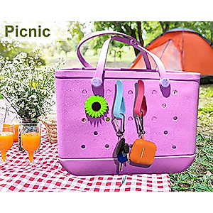 Aovaely 2 Pack Beach Bag Charms Hooks, Beach Bag Accessories Inserts for Hanging Key Cup Holder Tote Bag Accessories for Beach Camping