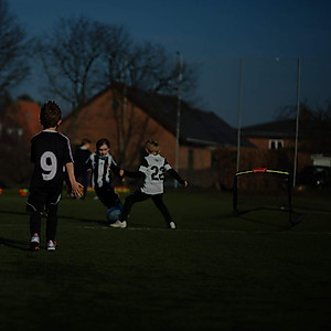 Wiel Soccer Goal, 4Ft x 3Ft Net Easy Fold-Up Training Goals W' Reflective Strips for Playing at Nightfall, Set of 2 for Family Team Kids Backyard Games