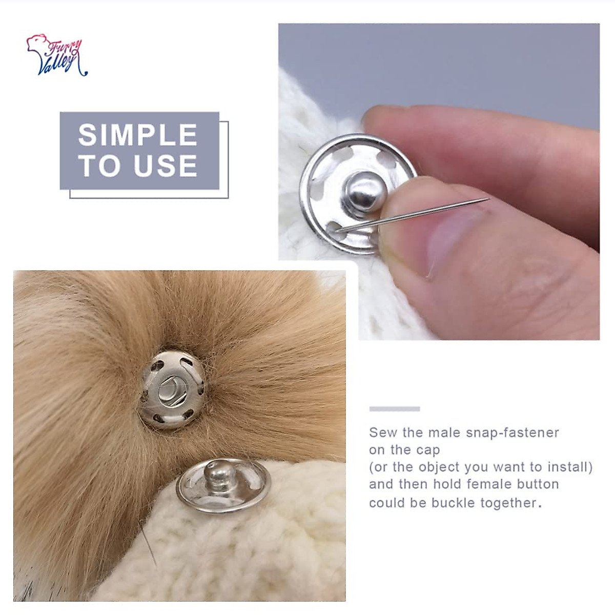 Furryvalley Faux Fur Pompom 6pcs DIY Crafts Fluffy Balls for Hat Shoes Scarves with Snap Fastener Removable Knitting Hat Horse Riding Hat Silk Accessories 6 Inch Extra Large(Khaki)