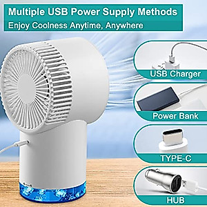 Portable Air Conditioner Fan with 3 Speeds, USB 3 in 1 Evaporative Air Cooler & Large Capacity Water Tank, Air Conditioner Fan for Room/Office/Outdoor