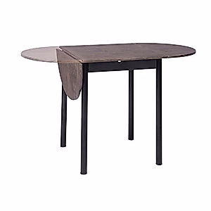 Polibi 45.3" L Oval Drop Leaf Extendable Dining Table, Walnut