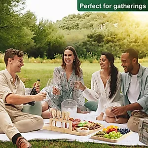 ROCIRLAB Bamboo Charcuterie Boards (23"×11"×0.8") and Knife Set, Lightweight Cheese Board and Platter, Unique Gift for Housewarming, Anniversary & Wedding, Mother's Day and Christmas for Women…