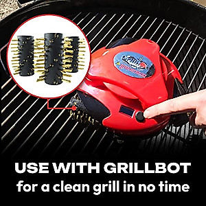 Grillbot Automatic BBQ Grill Cleaning Robot Replacement Brush - Grill Cleaner Parts, Grilling Accessories, Wire Brush Tool, Metal Brush for Cleaning for Outdoor BBQ & Picnics -Set of 3 Brass Brushes