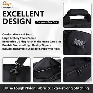 SUNYA Compound Bow Case with Molle System - Neoprene Bow String Protection & Padded Shoulder Sling - Soft Carrying Case for Archery Accessories, Equipment (Black)