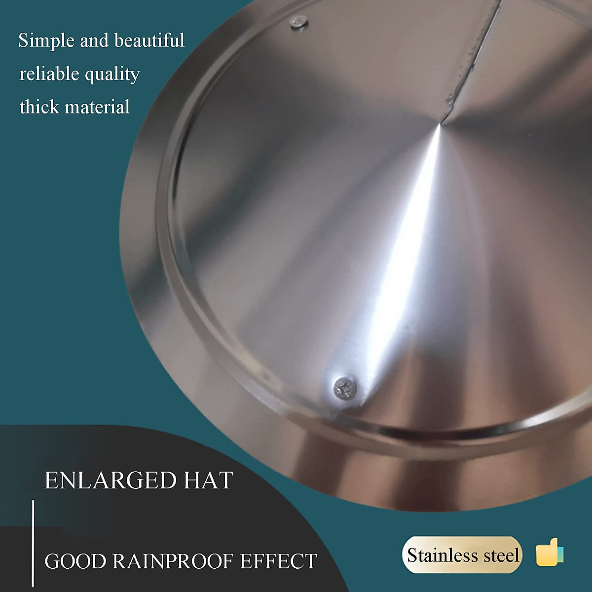 ZXCASDF Cone Top Chimney Cap,Chimney Cowl Stainless Steel,Round Roof Rain Cap,Metal Chimney Cowl with Bird Guard - Rain Snow Hat - Exhaust Tube End - Vent Cover/Cap,d9cm*25cm/3.54in*9.84in