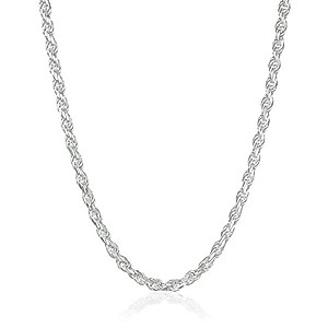 Amazon Essentials Sterling Silver Diamond Cut Rope Chain Necklace, 18"