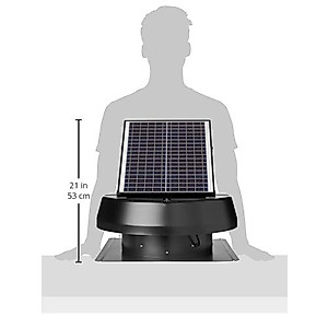 iLIVING HYBRID Ready Smart Thermostat Solar Roof Attic Exhaust Fan, 14", 1750 CFM, 2500 Coverage Area, Black