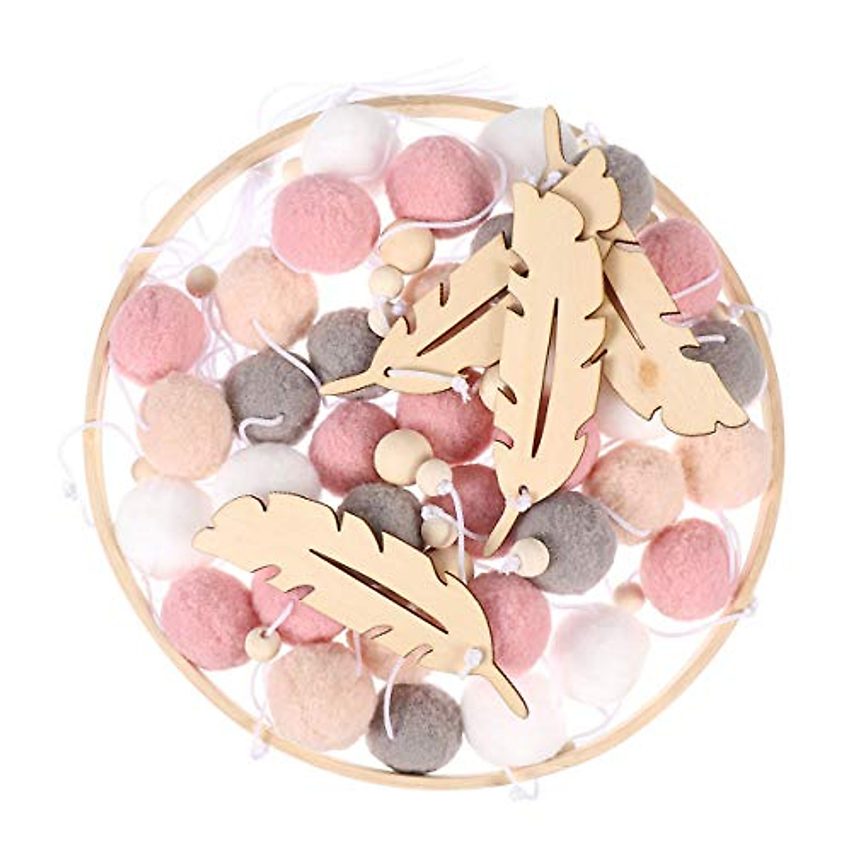 BESPORTBLE Mobile Wooden Further Pompom Ball Wind Chime Bed Bell Nursery Mobile Crib Ceiling Wooden Beads Wind Chime