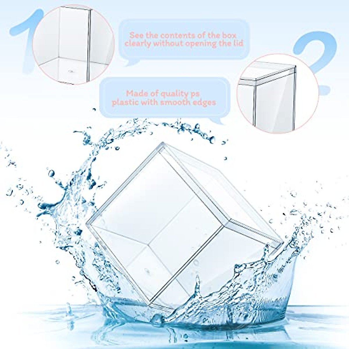 Yulejo Clear Acrylic Box with Lid Plastic Square Cube Display for Storage Stackable Container Pill Candy Jewelry Gift Card Party Favors 2.9 x Inch (24 Pieces)