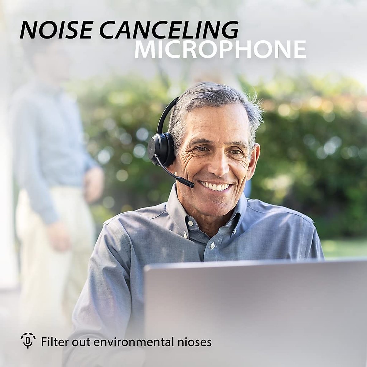 Avantalk Alto Solo - Wireless Headset with Mic for Work with Qualcomm Bluetooth Solution, CVC Noise-Canceling for PC, Computer & Laptop, Charging Stand, Mute Button, Wired Headphones Option