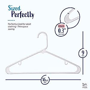 Hangorize 60 Standard Everyday White Plastic Hangers, Long Lasting Tubular Clothes Hangers, Value Pack of 60 Clothing Hangers. (60 Pack)