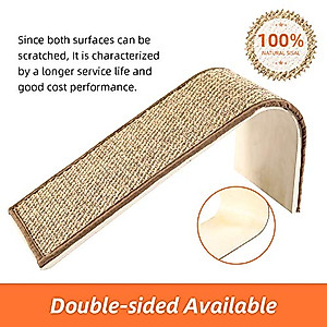Lahas Cat Scratch Pad,Scratching Ramp,Cat Floor Scratcher,100% Natural Sisal,Wooden Structure,Cat Toy