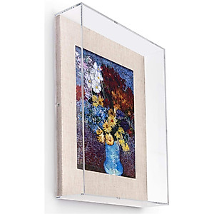Displays2go 11" x 14" Wall Mounted Shadow Box, Linen Backing- Tan (DCAWEC1114)
