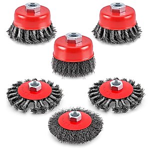Wire Brush for Grinder, 4 Inch/3 Inch Wire Wheel Brush Set, Angle Grinder Wire Wheel for Rust, Corrosion, Paint Removal and Other Heavy-Duty Conditioning for Metals - 6 Packs