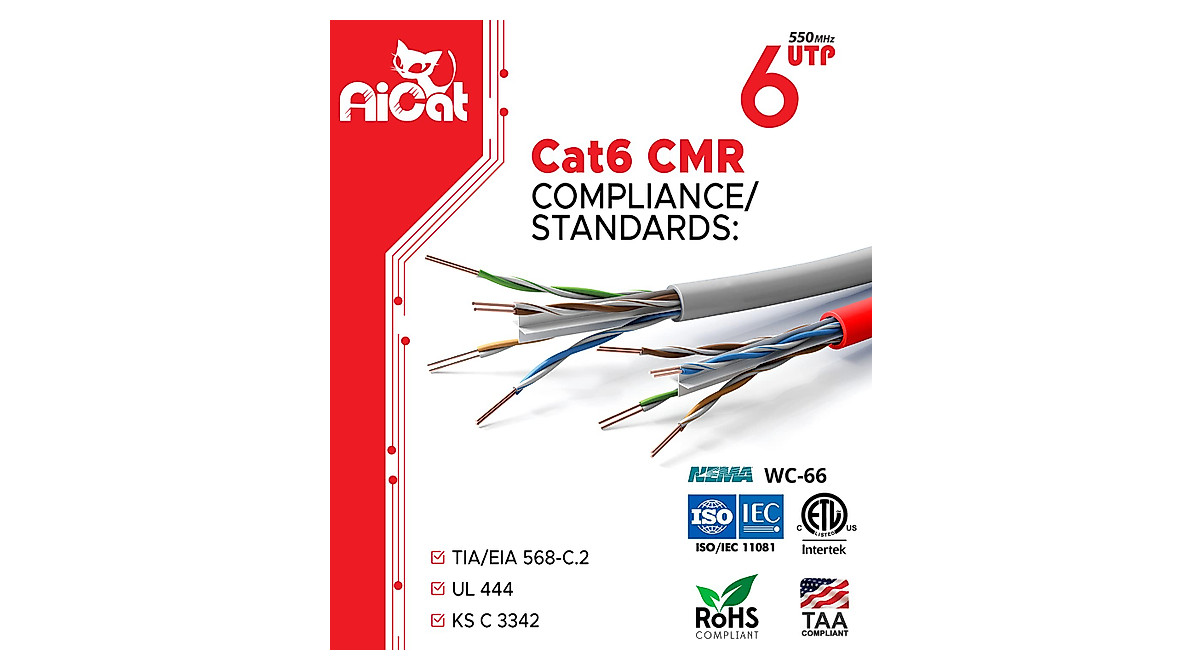 AiCat Cat6 Ethernet Cable 500ft - Fast & Reliable Connection