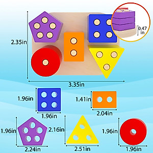 LKyoxs Montessori Toys for 1 2 3 Year Old Toddlers Wooden Shape Sorter Puzzles Sorting & Stacking Toys Educational Learning Toys for Preschool Activity Gift for Baby Boys Girls Kids Age 12+ Months