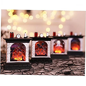 Angoily Glow Accessories Tabletop Decor Doll House Night Light Fireplace lamp Mini Fireplace Toy Room Electric fire lamp Halloween Desktop Light Halloween Decor fire Lights