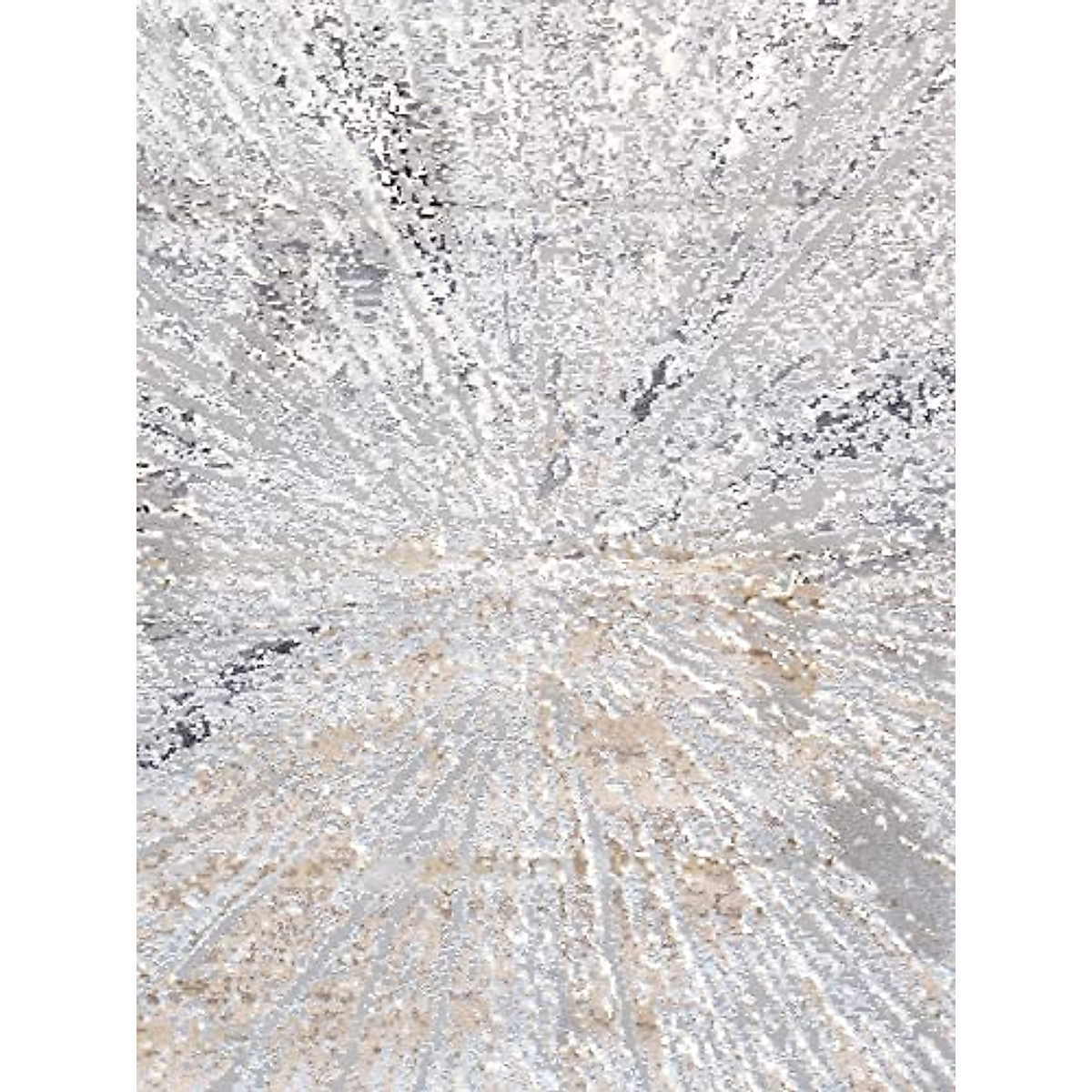 Pasargad Home Starburst Collection Polypropyle & Polyester White/Grey Patterned Living Room Bedroom Dining Home Office Area Rug 4' 0" X 6' 0"