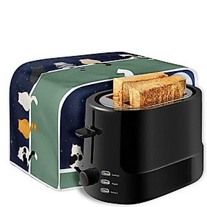 Baxinh Galaxy Print Oven Cover Kitchen Bread Machine Protector, Moon Cat 4 Slice Toaster Cover for Home, Anti Dust Fingerprint Coaster Cover, Kitchen Small Appliance