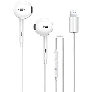 Case Logic Apple Earbuds/iPhone Headphones Wired with Lightning Connector(Built-in Microphone & Volume Control) iPhone Earphones Compatible 14/13/12/SE/11/XR/XS/X/8/7-All iOS White,XC60