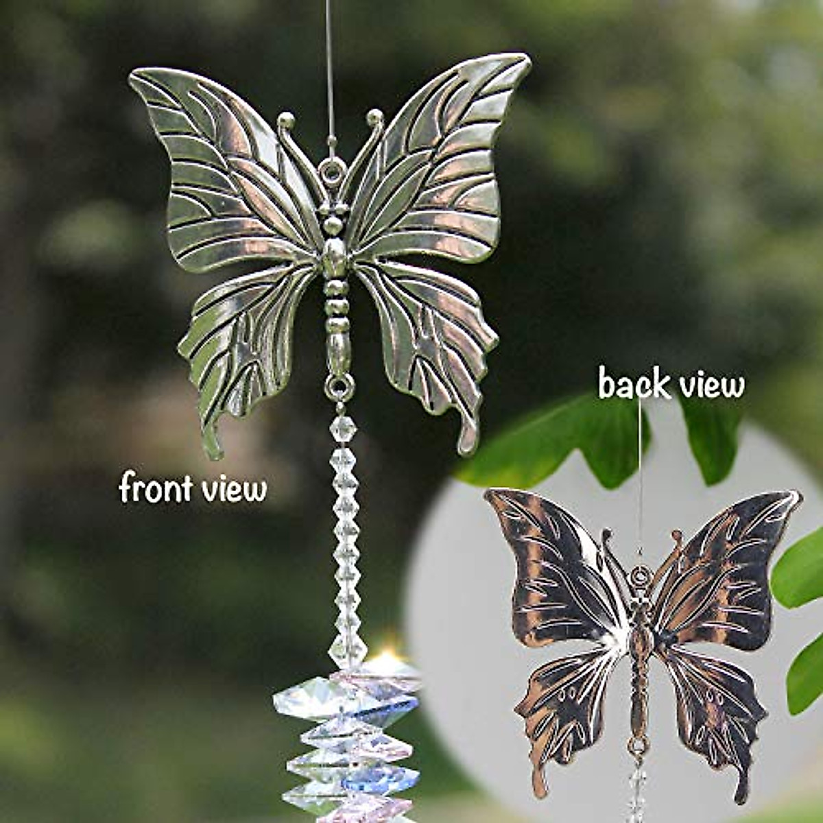 Rosleanny Crystal Garden Suncatcher Hanging Crystals Ornament for Window Rainbow Maker Prisms Home Decor Gift Boxed Sun Catcher Gift Idea for Mom Friends Grandma,Butterfly