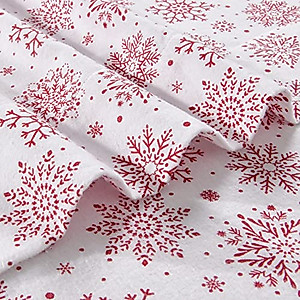 Sleepdown 100% Cotton Flannel Sheets - Super Soft Heavyweight, Double Brushed, Anti-Pill Flannel Bed Sheets - Cal King Sheets Deep Pocket Fitted Sheet X2 Side Pockets (California King, Merry Flakes)