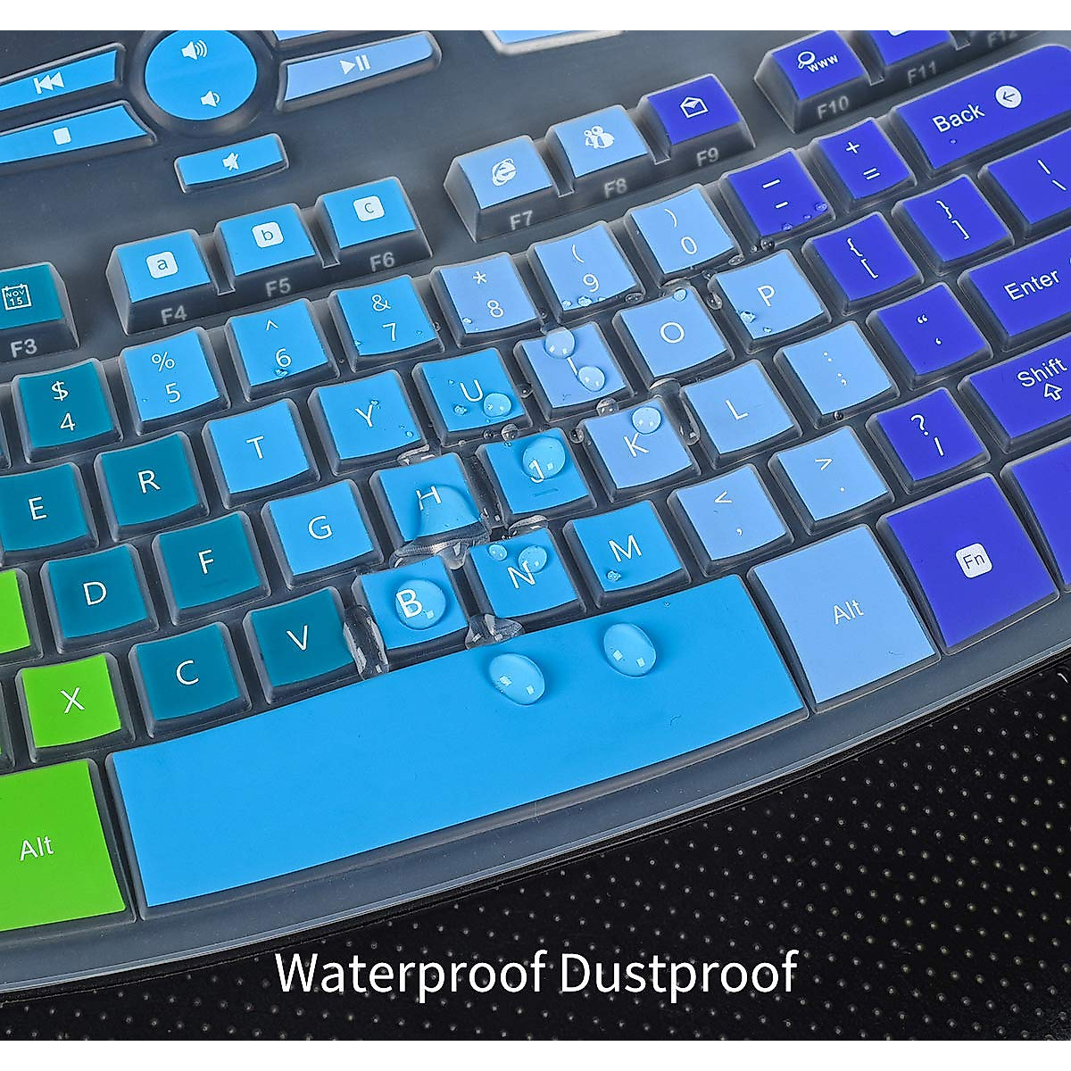 Colorful Keyboard Cover Compatible with Logitech K350 MK550 MK570 Wireless Wave Keyboard, Logitech K350 MK550 MK570 Full Keyboard Protector Skin -Rainbow