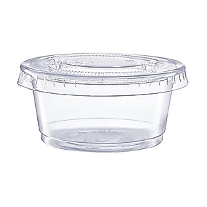 Comfy Package [50 Sets] 2 oz. Plastic Portion Cups With Lids, Souffle Cups, Jello Shot Cups