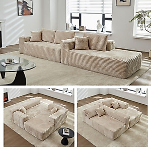 CAODOC L-Shape Sectional Sofa, Modular Sectional Living Room Sofa Set, 104 * 68" Modern Minimalist Style Couch, Upholstered Chenille Sleeper Sofa for Living Room, Salon, 2 PC Free Combination