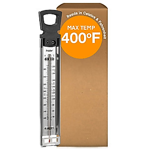 Candy Thermometer Deep Fry/Jam/Sugar/Syrup/Jelly Thermometer with Hanging Hook Cooking Thermometer Food Thermometer Quick Reference Temperature & Pot Clip