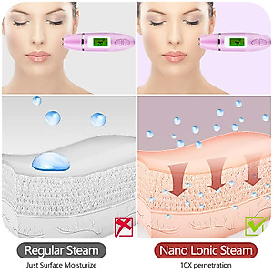 Crybeno Facial Steamer for Face, Nano Ionic Face Steamer for Facial Deep Cleaning, Hot Mist Face Humidifier Set for Women Men, Moisturizing Cleansing Pores with Blackhead Remover Kit, Purple