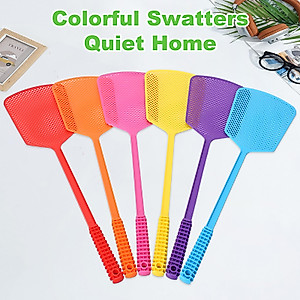 Fly Swatter,Plastic Flyswatters Multi-Pack,6 Bulk Vibrant Colorful Fly Killer,Long Handle Bug Swatter for Indoor and Outdoor